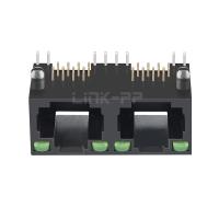 China LPJE201BWNL Tab UP Green/Green LED 1X2 Port RJ45 Modular Jack without Integrated Magnetics for sale