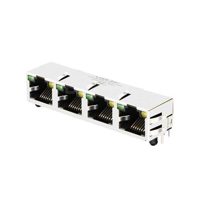 China LPJE401-0AHNL Tab Up Green/Yellow LED 1X4 Port RJ45 Modular Jack Without Integrated Magnetics for sale