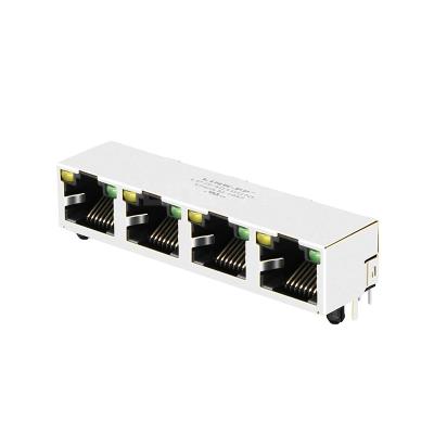 China LPJE401BGNL 1X4 Port RJ45 Modular Jack Tab Up Yellow/Green LED Without Integrated Magnetics for sale
