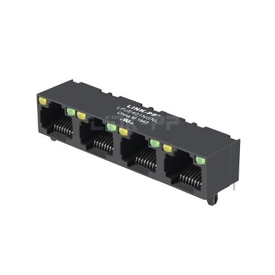 China LPJE401NGNL Tab Up Yellow/Green LED 1X4 Port RJ45 Jacks Without Integrated Magnetics for sale