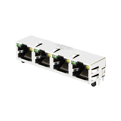 China LPJE4016AHNL Tab Up Green/Yellow LED 1X4 Port RJ45 Modular Jacks Without Integrated Magnetics for sale