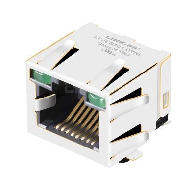 China LPJES101AWNL Tab Up Green/Green LED 1X1 Port SMT RJ45 Jack Without Integrated Magnetics for sale