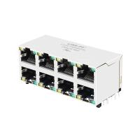 China LPJE108XBGNL Tab Up 2X4 Port RJ45 Jack Connector Yellow/Green LED Without Integrated Magnetics for sale