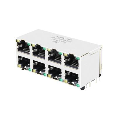 China LPJE108XBGNL Tab Up 2X4 Port RJ45 Jack Connector Yellow/Green LED Without Integrated Magnetics for sale