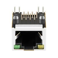 China Pulse E5J88-11LJ24-L Compatible LPJE101BGNL 1X1 Port RJ45 Jack without Integrated Magnetics Tab Up Yellow/Green LED for sale