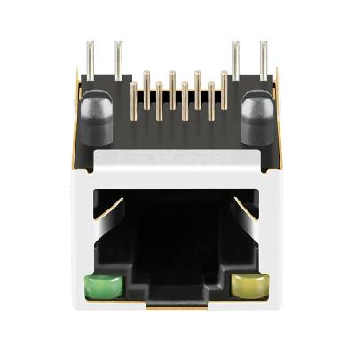 China Pulse E5J88-11LJ24-L Compatible LPJE101BGNL 1X1 Port RJ45 Jack without Integrated Magnetics Tab Up Yellow/Green LED for sale