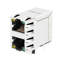 China LPJE106XBGNL 2X1 Port Double Deck Gang Pcb Jack RJ45 Connector Yellow/Green Leds Without Magnetics for sale