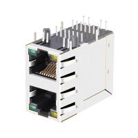 China LPJE106XBGNL 2X1 Port Double Deck Gang Pcb Jack RJ45 Connector Yellow/Green Leds Without Magnetics for sale