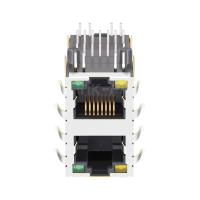 China LPJE106XBGNL 2X1 Port Double Deck Gang Pcb Jack RJ45 Connector Yellow/Green Leds Without Magnetics for sale