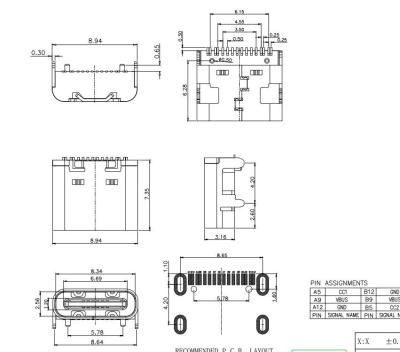China Type C-31-M-12 100% Cross LINK-PP LPUSB1141 USB TYPE C 2.0 SMT 16PIN for sale