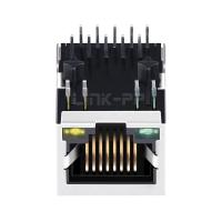 China LPJ0155HENL 10/100 Base-T RJ45 MagJack PoE With Rectifier Bridge Green/Yellow LED Tab Down for sale