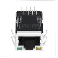 China Halo HFJT1-E2450-L21RL Compatible LPJ16611ADNL 100 Base-T Single Port Ethernet RJ45 MagJack Tab Up Yellow/Green Led for sale