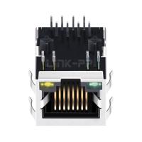China Belfuse SI-60121-F Compatible LPJ4076GDNL 100 Base-T Ethernet RJ45 Magjack Tab Down Yellow/Green Led for sale