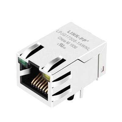 China LPJG17308-1AHNL 1000 Base-T 1x1 Port RJ45 Female Connector Tab Up Green/Yellow Leds for sale