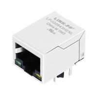China LPJG0843HENL 100/1000 Base-T Ethernet RJ45 Magnetic Jack Single Port Tab Down Green/Yellow Led for sale