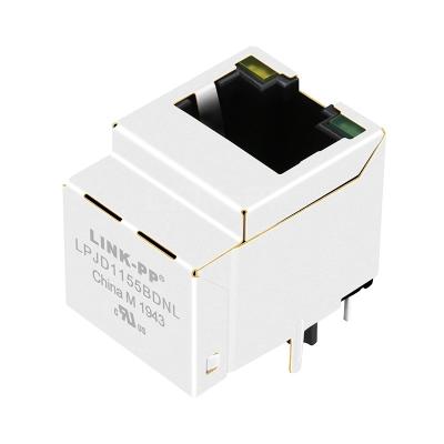 China LPJD1155BDNL 10/100Base-T RJ45 POE Vertical MagJack With Rectifier Bridge Green/Green Leds for sale