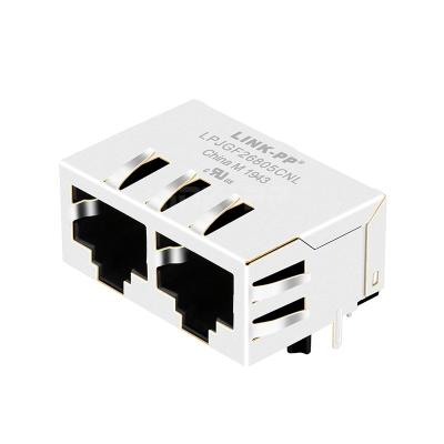 China Halo HFJ12-1G02E Compatible LPJGF26805CNL 1x2 Port RJ45 MagJacks 100/1000 Base-T Tab Down Without Led for sale