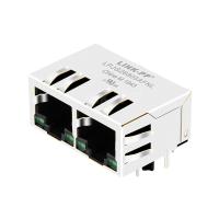 China LPJG26805AFNL RJ45 1x2 MagJacks 100/1000 Base-T Tab Down Green/Green Leds for sale