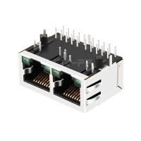 China LPJG26805AFNL RJ45 1x2 MagJacks 100/1000 Base-T Tab Down Green/Green Leds for sale