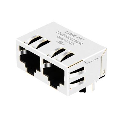 China Halo HFJ12-1G11RL Compatible LPJGF26826CNL RJ45 1x2 MagJacks 1000 Base-T Tab Down Without Led for sale