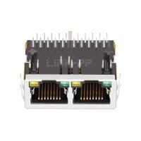 China LPJG26945AENL 1x2 Port RJ45 Ethernet MagJack 1000 Base-T Tab Down Green/Yellow LED for sale