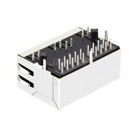 China LPJG26945AENL 1x2 Port RJ45 Ethernet MagJack 1000 Base-T Tab Down Green/Yellow LED for sale