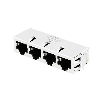 China Halo HFJ14-E2450ERL Compatible LPJF46401-9CNL 100 Base-T Ethernet RJ45 1x4 Jacks Tab Down Without Led for sale