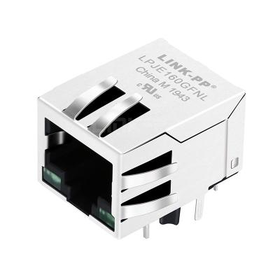 China LPJE160GFNL 1X1 Port RJ45 Modular Jack Without Magnetics Tab Down Green/Green Led for sale