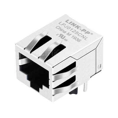China LPJ0125CNL 10 Base-T Single Port RJ45 8P8C Female Jack with magnetics Tab Down Without Led for sale