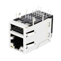 China LPJU3836AONL 1000 Base-T RJ45 Magjack with Single USB Tab Up Orange&Green/Yellow Leds for sale