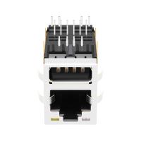 China LPJU3836AONL 1000 Base-T RJ45 Magjack with Single USB Tab Up Orange&Green/Yellow Leds for sale