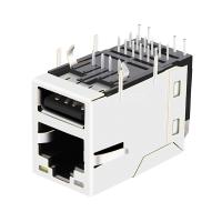 China Belfuse 0821-1X1T-43-F Compatible LPJU3936AONL 1000 Base-T RJ45 jack with Single USB Orange&Green/Yellow Leds for sale
