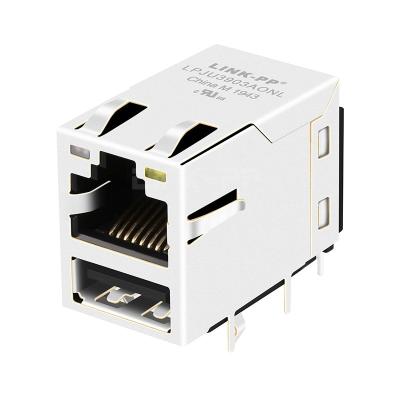 China LPJU3903AONL 1000 Base-T RJ45 Single USB Combo magjack connector Orange&Green/Yellow Leds for sale
