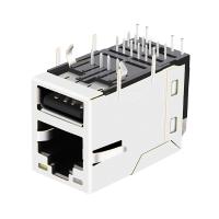 China LPJU3903AONL 1000 Base-T RJ45 Single USB Combo magjack connector Orange&Green/Yellow Leds for sale