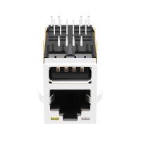 China LPJU3903AONL 1000 Base-T RJ45 Single USB Combo magjack connector Orange&Green/Yellow Leds for sale
