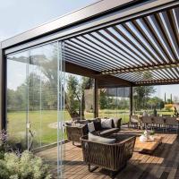 China 3x5m Aluminum Retractable Pergola Louvered Pavilion With Adjustable Roof for sale