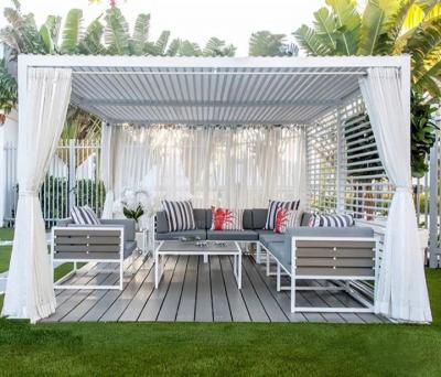China 3x5m Aluminum Louvered Pergola Villa Yard Electric Flip Louvers With Sides for sale