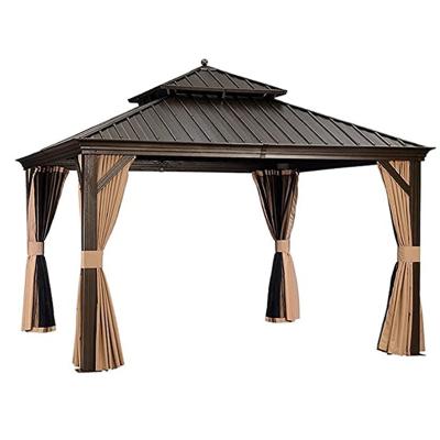 China Aluminum Gazebo Villa Yard With Curtains And Netting Outdoor Hardtop Gazebo for sale