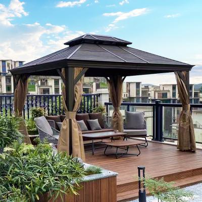 China 3x4m Outdoor Garden Galvanized Steel Metal Double Hardtop Gazebos for sale
