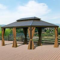 China Outdoor Hardtop Gazebo  Galvanized Steel Double Roof With Curtains for sale