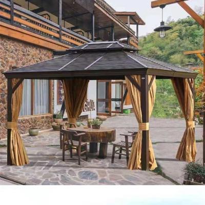 China Outdoor Hardtop Gazebo outdoor metal hardtop patio gazebo with  curtain and netting for sale
