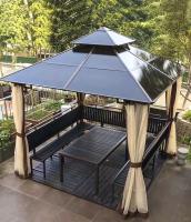 China 6x3m Aluminum Hardtop Gazebo With Galvanized Steel Roof Black for sale