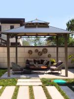 China Toma Outdoor Pavilion Modern Style Galvanized Steel Deck Patio with  Design Dual Roofs for sale
