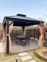 China 6x3m Aluminum Hardtop Gazebo With Galvanized Steel Roof Black for sale