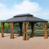 China Gray Outdoor Aluminum Pergola Louvered Roof Automatic Canopy with Side Screen for sale