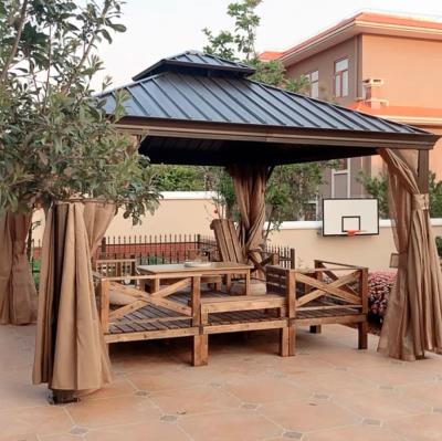 China Gray Outdoor Aluminum Pergola Louvered Roof Automatic Canopy with Side Screen for sale