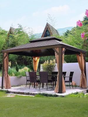 China 6x3m Aluminum Hardtop Gazebo With Galvanized Steel Roof Black for sale