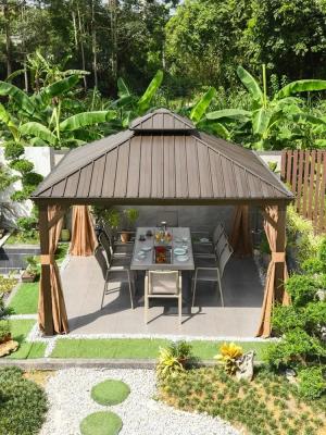 China Hardtop Gazebo Outdoor Galvanized Steel Metal Double Roof Gazebo Canopy for sale