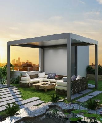 China Customized Pavilion Louvered Pergola Electric Waterproof Aluminium Gazebo for sale