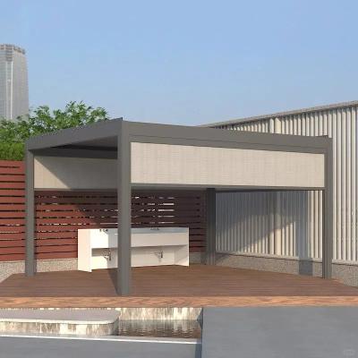 China Aluminum Pergola Covered With Motorized Louvered Roof Double Aluminum Louvers for sale